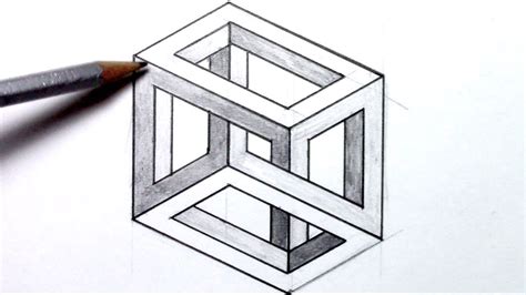 How To Draw An Optical Illusion Escher Cube YouTube