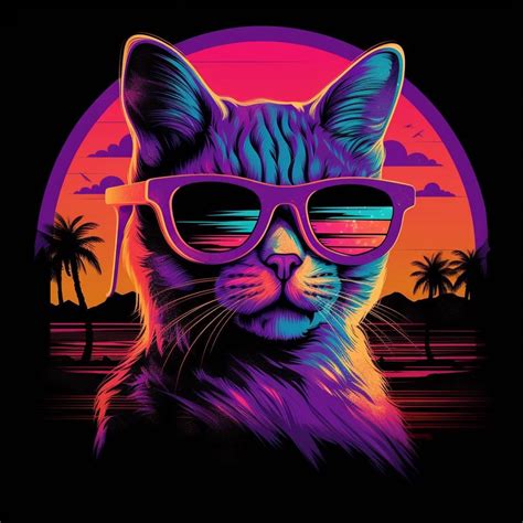 Synthwave Pets Wearing Sunglasses Rmidjourney