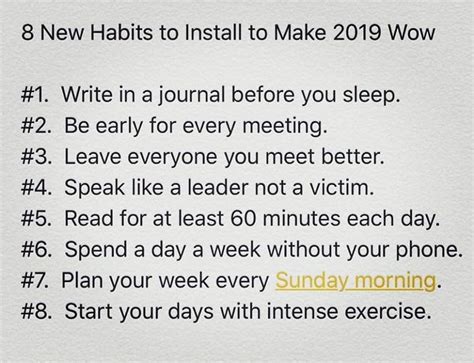 Mark Kleve 8 New Habits To Install To Make 2019 Amazing Sunday Sundayplanning Facebook