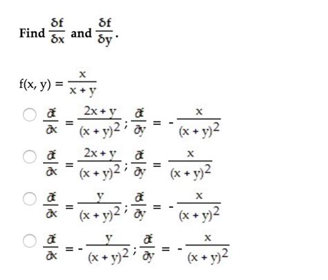 solved find delta f delta x and delta f delta y f x y