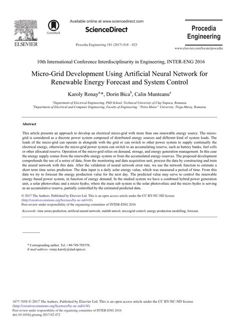 Pdf Micro Grid Development Using Artificial Neural Network For