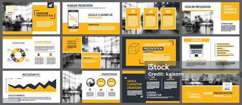 노란 프레 젠 테이 션 템플릿 및 인포 그래픽 요소 배경입니다 사업 연례 보고서 전단지 기업 마케팅 전단지 광고 브로셔 현대적인 스타일에 사용 합니다 형판에 대한 스톡 벡터
