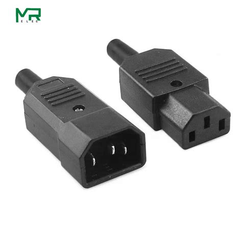 직선 케이블 플러그 커넥터 재배선 가능 전원 커넥터 3 핀 Ac 소켓 Iec 10a 250v C13 C14 플러그