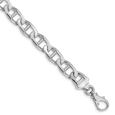 14k Wg 9mm Hand Polished Anchor Link Bracelet Objewelers