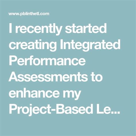 Pin Auf Integrated Performance Assessment