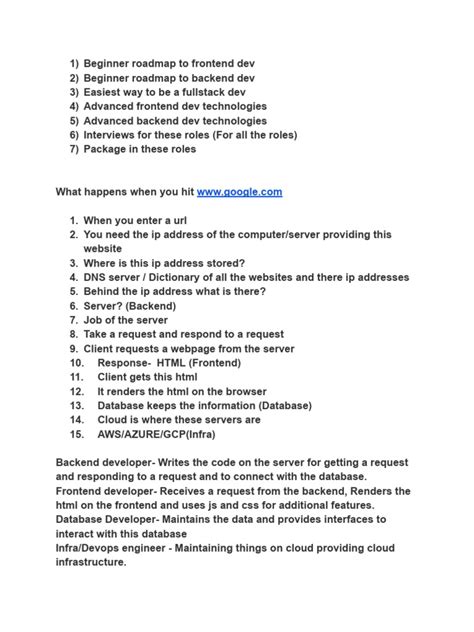 Roadmap To Fs Dev Class Pdf Java Script Html
