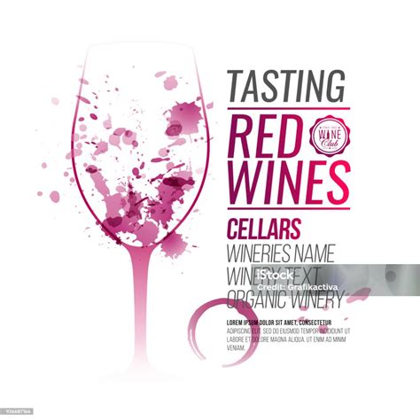 레드 와인으로 와인 글라스의 그림 얼룩 와인 이벤트 프레 젠 테이 션 및 제품 시음 공휴일에 대한 스톡 벡터 아트 및 기타 이미지 공휴일 광고 구도 Istock