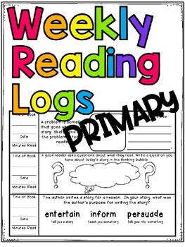Editable Skills Based WEEKLY READING LOGS Primary Version Digital