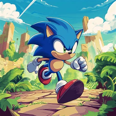 Sonic Cartoon Background Illustration Premium Ai Generated Image