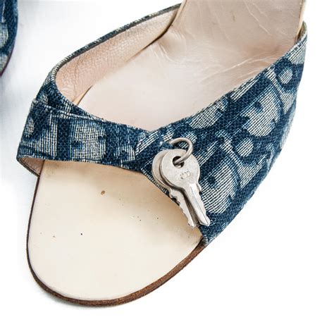 Christian Dior Blue Monogram High Heel Mules Size 38 5 For Sale At 1stdibs