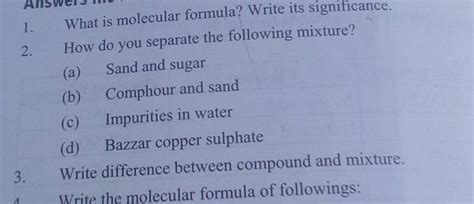 What Is Molecular Formula Write Its Significance 2 How Do You Separate