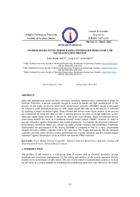 Pdf Inverse Neuro Fuzzy Model Based Controller Design For A Ph