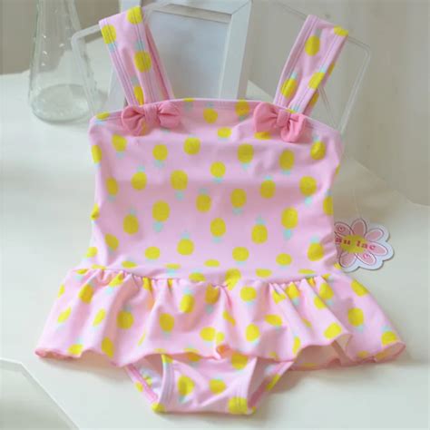 Милые купальные костюмы с рисунком ананаса для девочек детский купальник с оборками для девочек