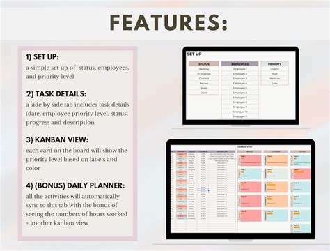Kanban Board Spreadsheet Task Priority Tracker Employee To Do Etsy