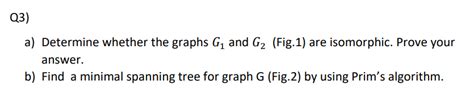 solved a determine whether the graphs g1 and g2 fig 1 are
