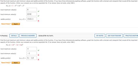 Solved Find The Local Maximum And Minimum Values And Saddle