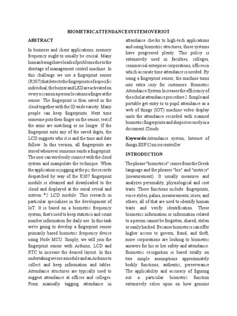 30 Biometric Attendance System Over Iot Pdf Fingerprint Biometrics