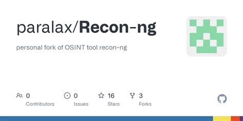 Github Paralaxrecon Ng Personal Fork Of Osint Tool Recon Ng