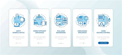 Mobile App Screen For Energy Efficiency Onboarding With Key Concepts Vector Saving Onboarding