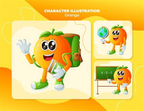 Premium Vector Cute Orange Characters In Education