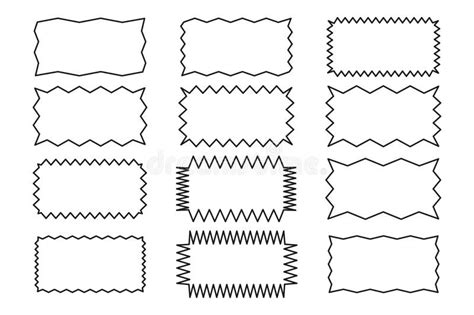A Set Of Rectangular Borders With A Zigzag Edge Stock Vector Illustration Of Text Frame