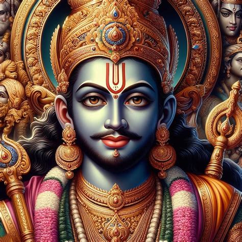 Premium Psd Hyperrealistic Holy Sacred Golden Hindu Lord Rama Navami