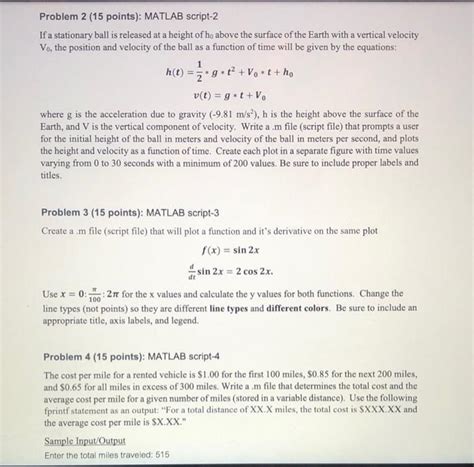 Solved Note For Matlab Problems Submit As One M Script
