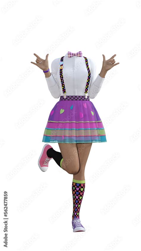 Sexy Nerd Woman Without Head Template 3d Render Stock Illustration Adobe Stock