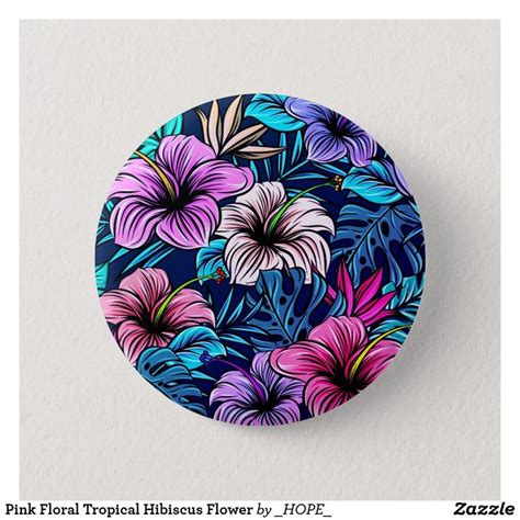 Pink Floral Tropical Hibiscus Flower Button Button Flowers Hibiscus