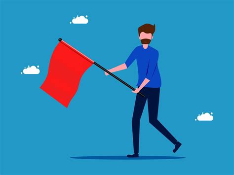 Man Holding Red Flag 55343905 Vector Art At Vecteezy
