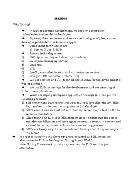Springs Pdf Spring Framework Class Computer Programming
