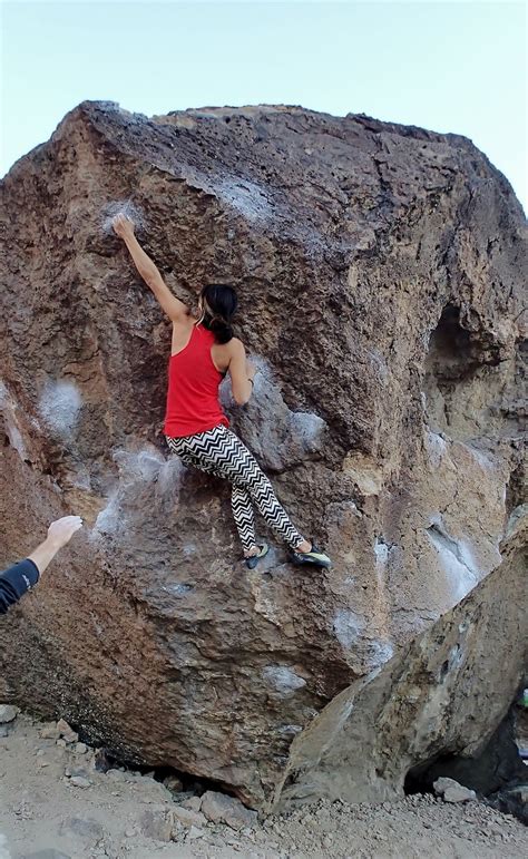 Jackie Trejo Catching The Tiny Crimp At The Crux Of Carrot Top V3
