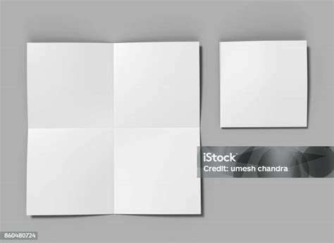 프랑스 배 평방 브로셔 전단지를 모의 리플릿 및 디자인 템플릿 빈 흰색 3d 그림을 렌더링합니다 접힌에 대한 스톡 사진 및 기타 이미지 Istock