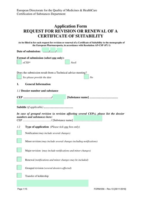 Request For Revision Or Renewal Of A Certificate Of Suitability