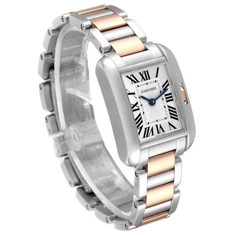 Cartier Tank Anglaise Small Steel Rose Gold Ladies Watch W5310036 Box
