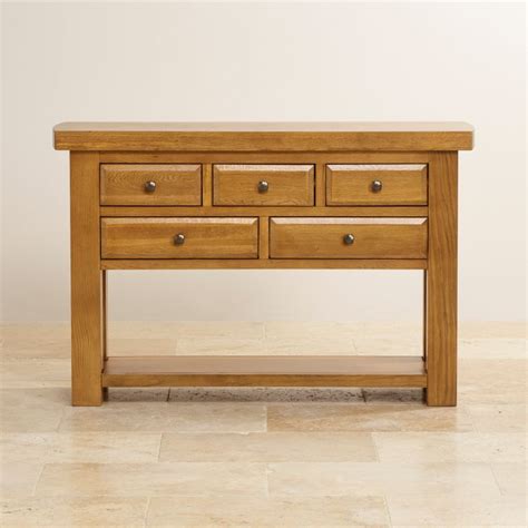 Hercules Console Table In Rustic Solid Oak Oak Furnitureland