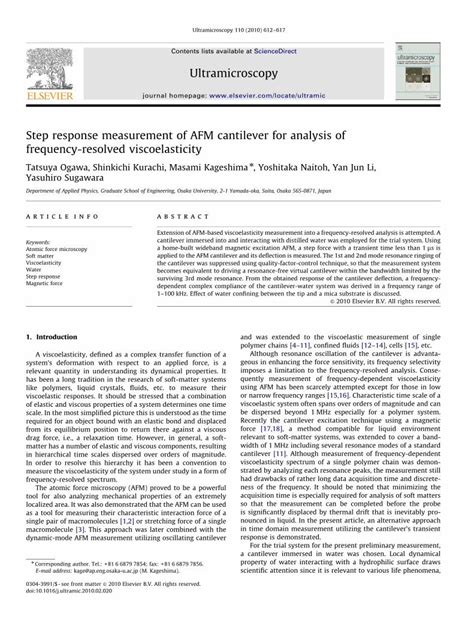 Pdf Step Response Measurement Of Afm Cantilever For Analysis Of