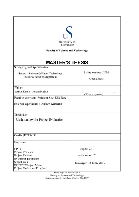 Pdf Methodology For Project Evaluation