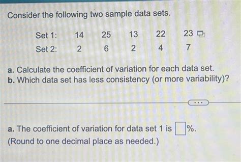 Solved Consider The Following Two Sample Data Sets A