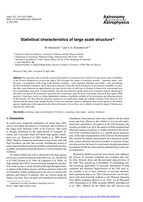 Pdf Statistical Characteristics Of Large Scale Structure