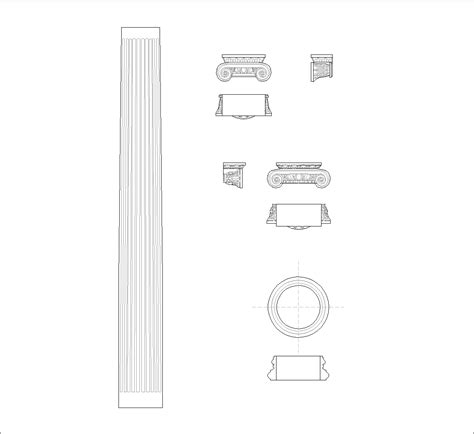 Ionic Column Plan Elevation And Details Dwg Cad Detail