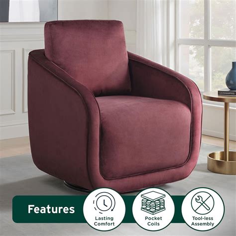 Lifestyle Solutions Lydia Swivel Accent Chair In Plum