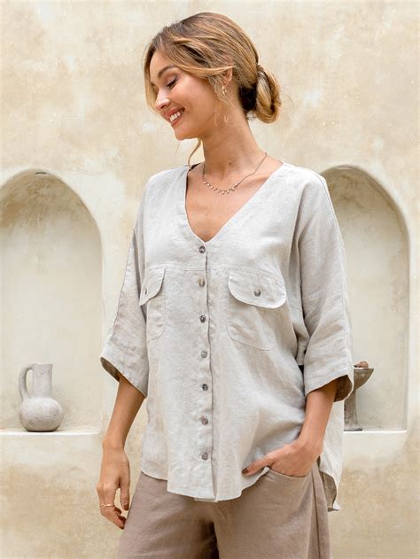 Linen Shirts For Women Shop Womens Linen Shirt And Tops Oversized