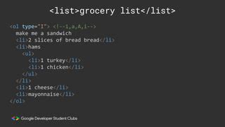 SUTD GDSC Intro To HTML And CSS PPT