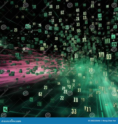 Digit Numbers Rushing Towards The Camera View Matrix Style Illustration
