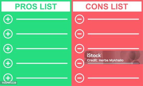 장단점 목록이있는 템플릿 양수 및 음수 목록 벡터 배경입니다 좋은 또는 나쁜 비교 두 물체에 대한 스톡 벡터 아트 및 기타 이미지 두 물체 비교 2 3 살 Istock