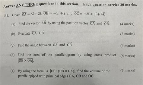 Solved Answer ANY THREE Questions In This Section Each Chegg Com