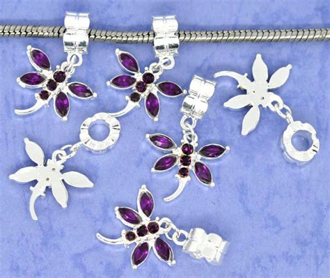 Perle Libellula Strass Viola Scuro In Acrilico Con Gancio A Foro L Su Misshobby