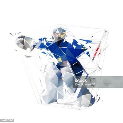 아이스하키 골키퍼 고립된 낮은 다각형 벡터 그림 골키퍼 아이스하키 로고 삼각형의 기하학적 그림 로우 폴리곤 모델링에 대한 스톡 벡터 아트 및 기타 이미지 Istock