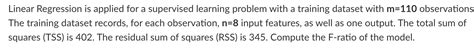Solved Linear Regression Is Applied For A Supervised Chegg